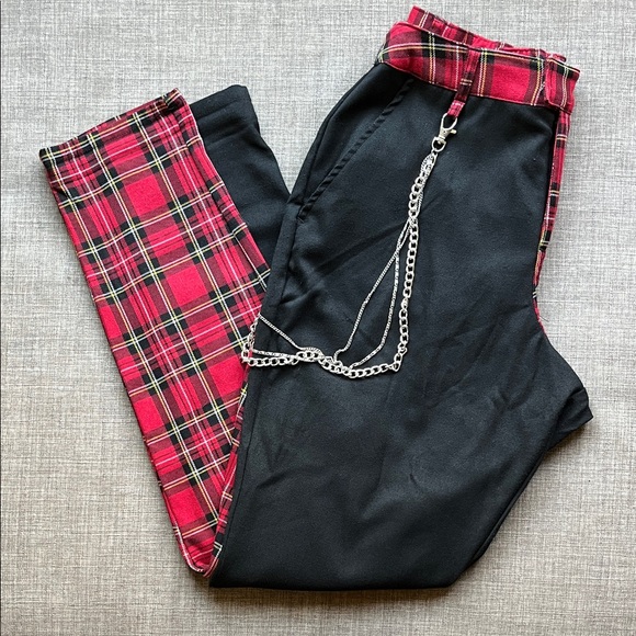 Hot Topic | Pants & Jumpsuits | Hot Topic Black Red Plaid Punk Trousers ...